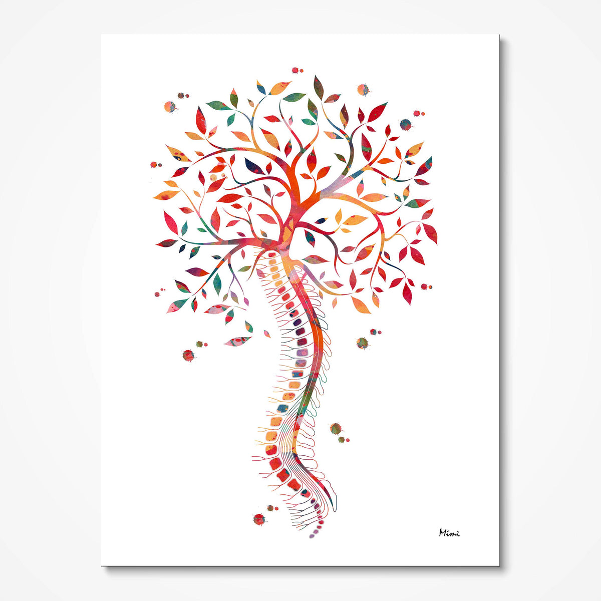 Human Spine Tree Of Life Watercolor Print – MimiPrints Anatomy Prints ...